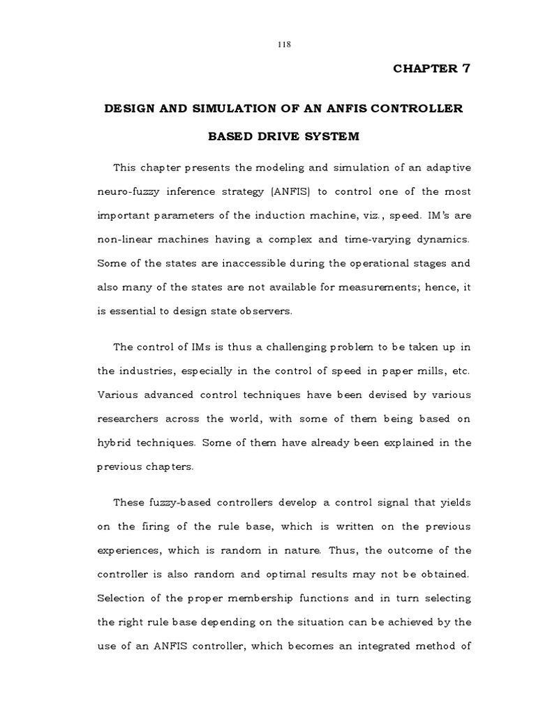 Design and Simulation of An Anfis Controller Based Drive System | PDF ...