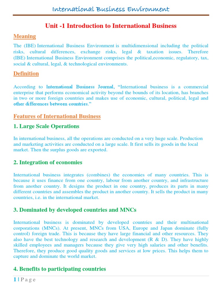 International Business Environment | PDF | Internationalization ...