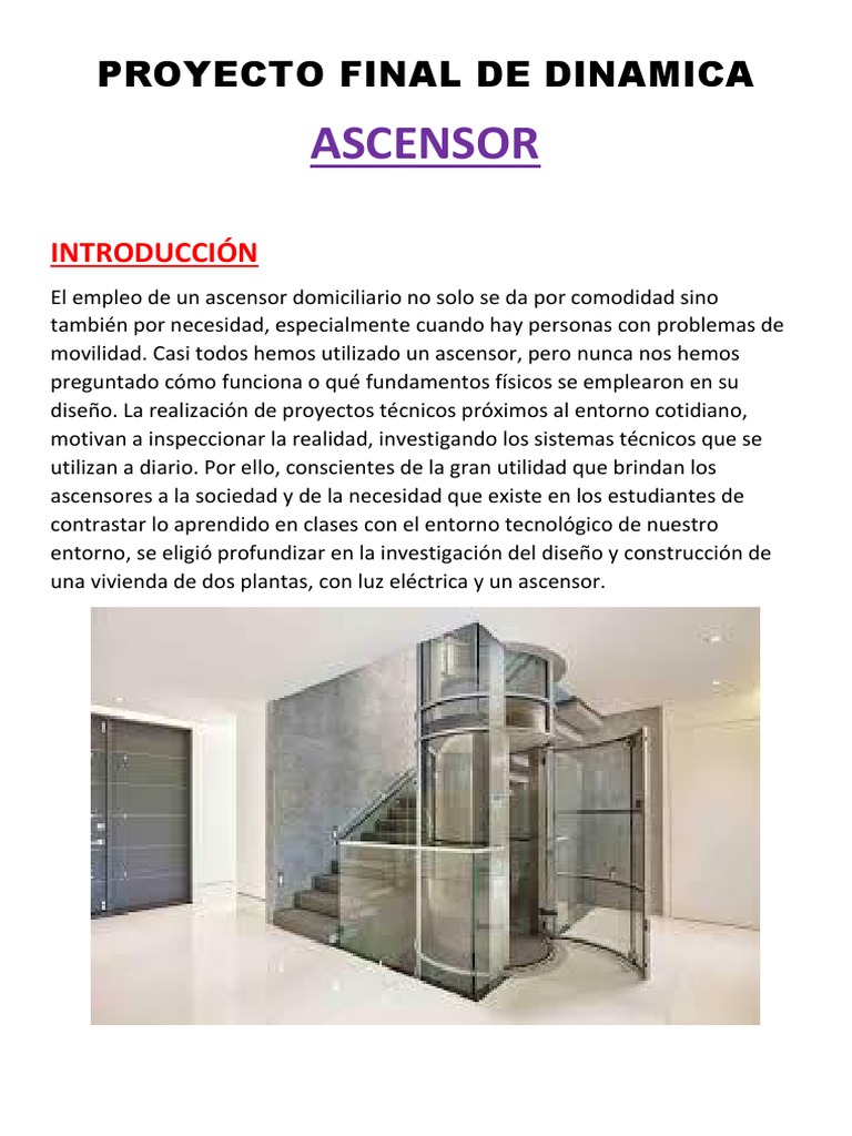 Proyecto de Ascensor Domiciliario | PDF | Ascensor | Ingeniería