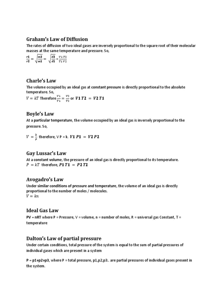 Chemistry - Gas Laws | PDF | Science & Mathematics