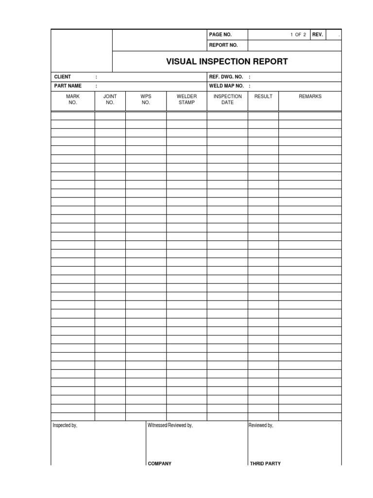 Visual Inspection Report | PDF