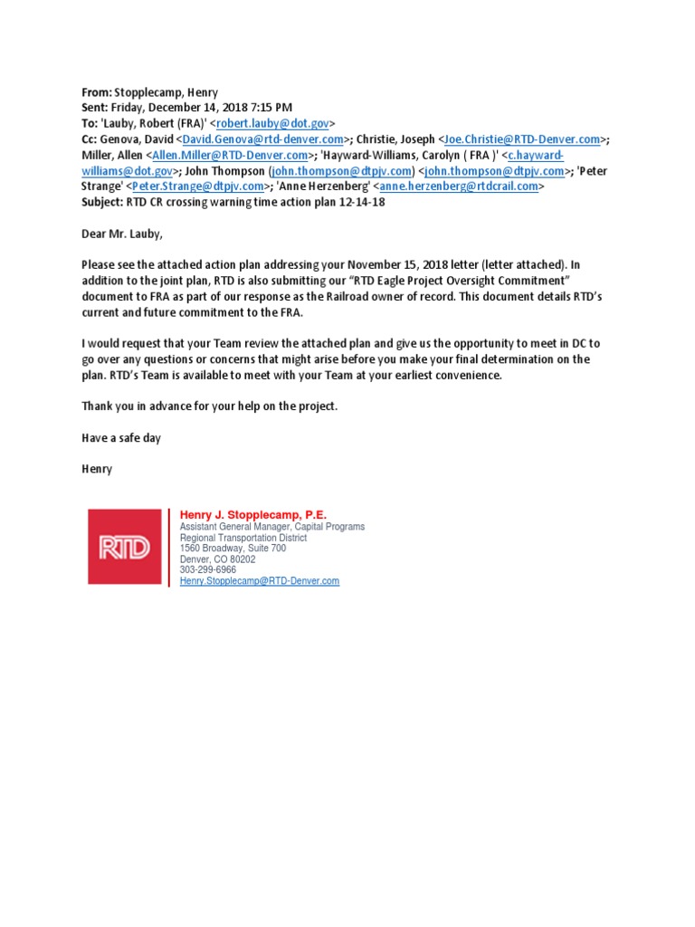 RTDC Crossing Warning Time Action Plan - Cora Release | PDF | Train | Rail Transport