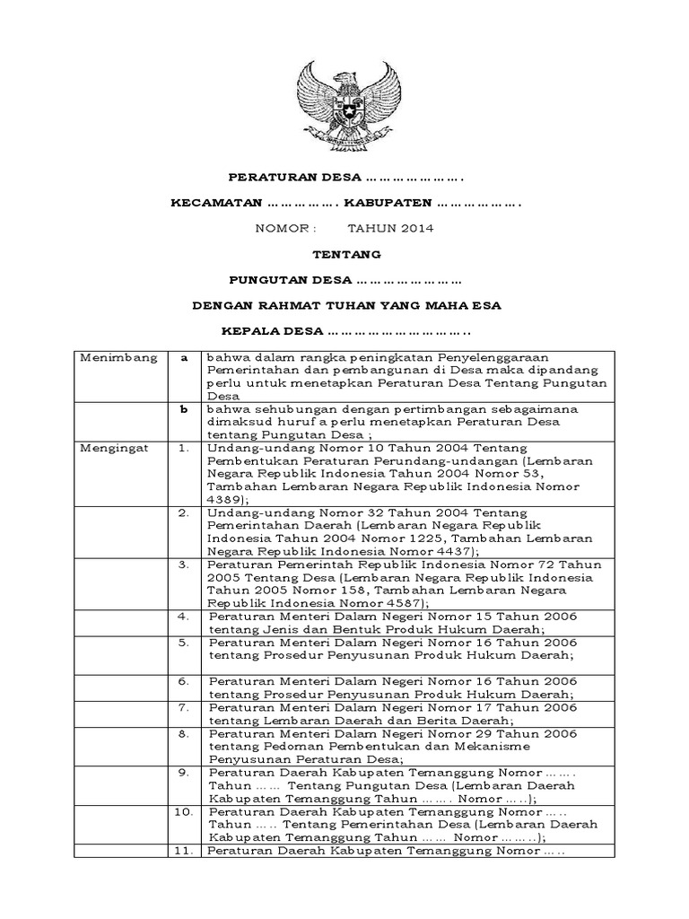 Peraturan Desa tentang Pungutan 2023 | PDF | Pengelolaan Keuangan ...