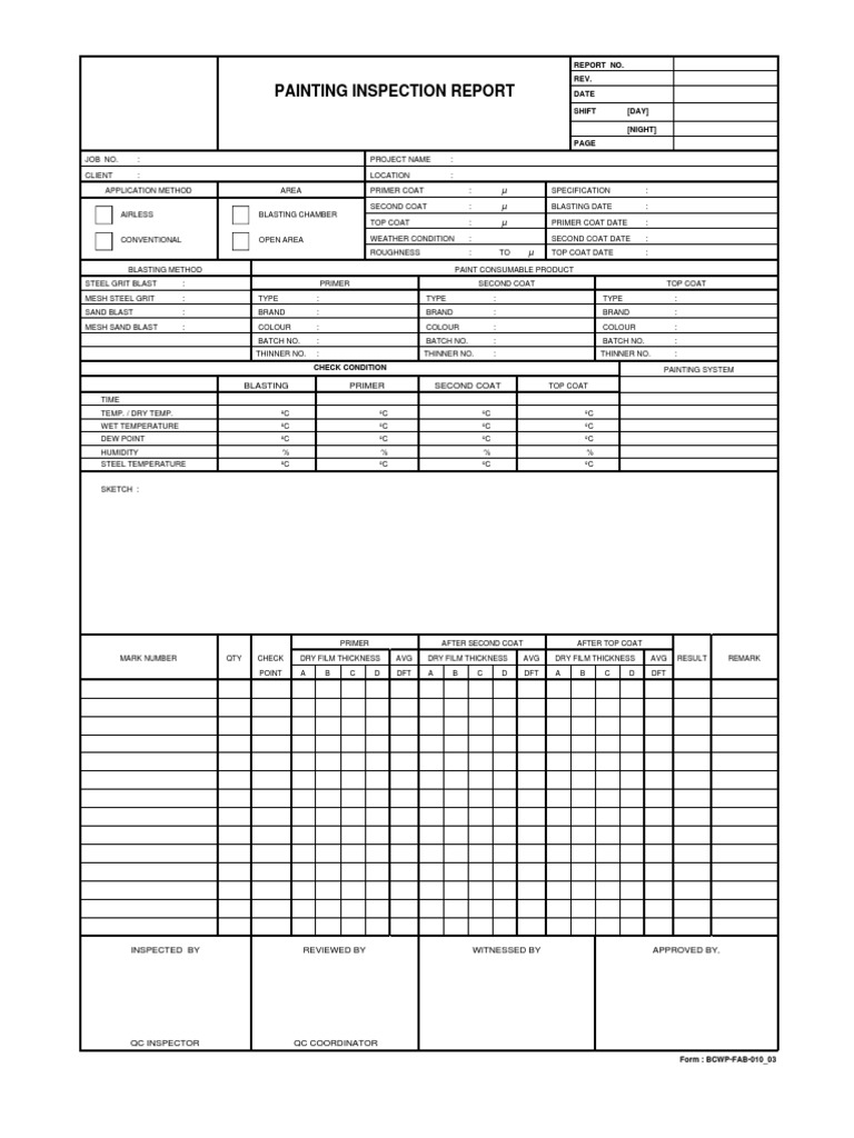 Painting Inspection Report Template | PDF | Industrial Processes ...