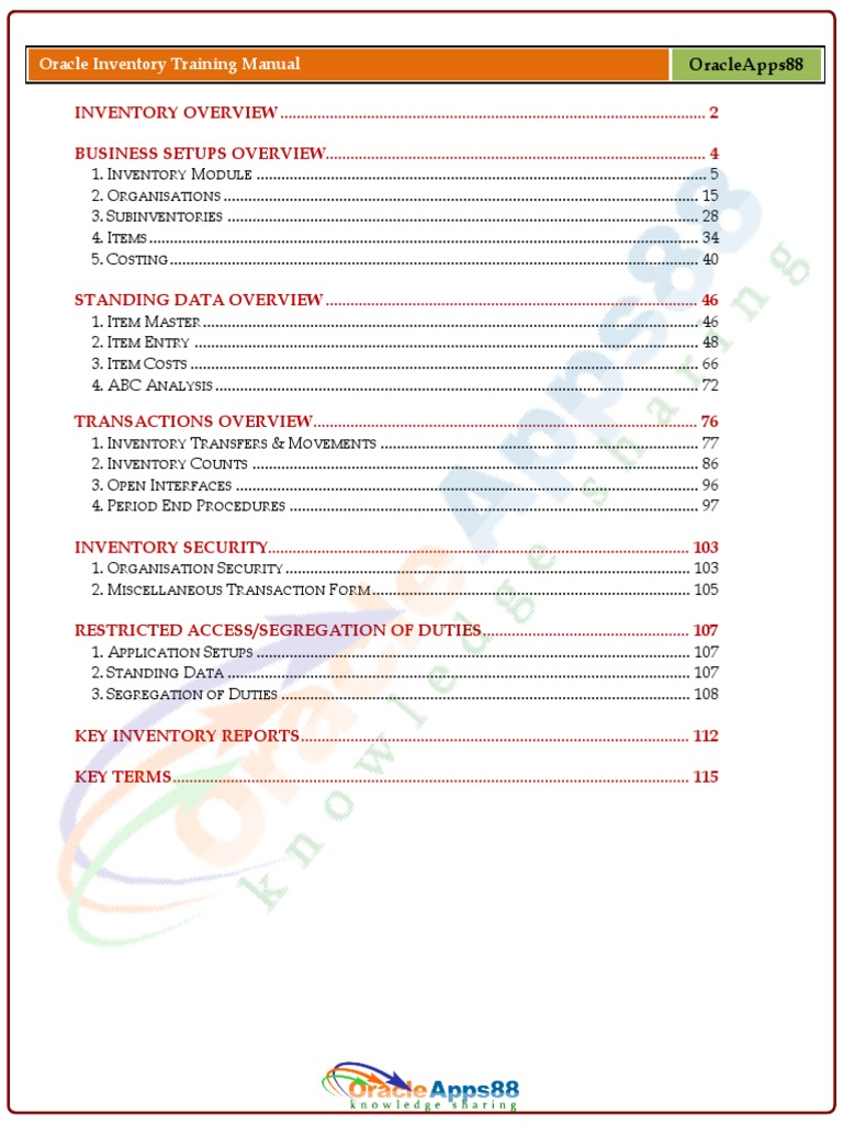 Oracle Inventory Management Training Guide | PDF | Inventory | Exchange ...