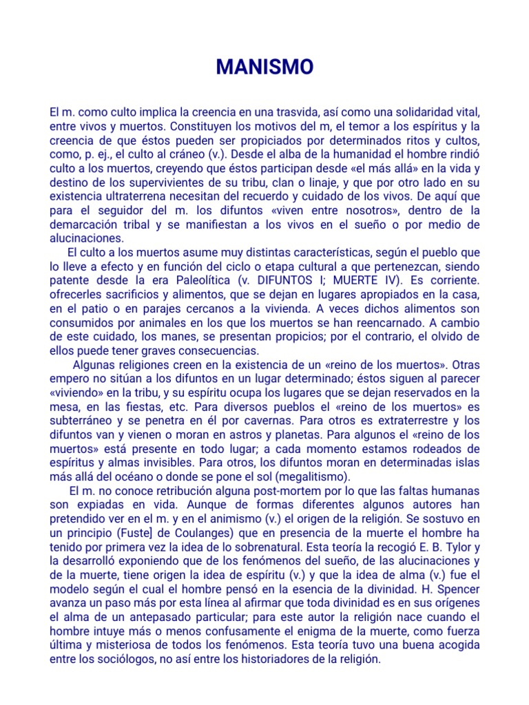Manismo | PDF | Antropología cultural | Religión y creencia