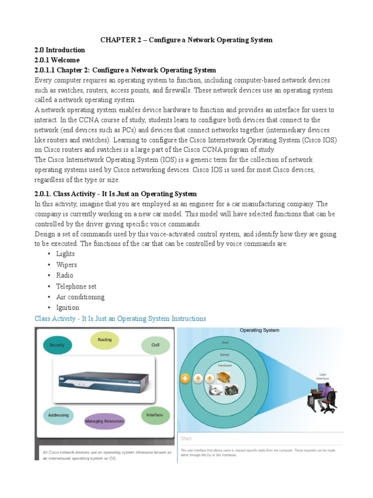 CHAPTER 2 - Configure A Network Operating System 2.0.1 Welcome 2.0.1.1 Chapter 2: Configure A ...