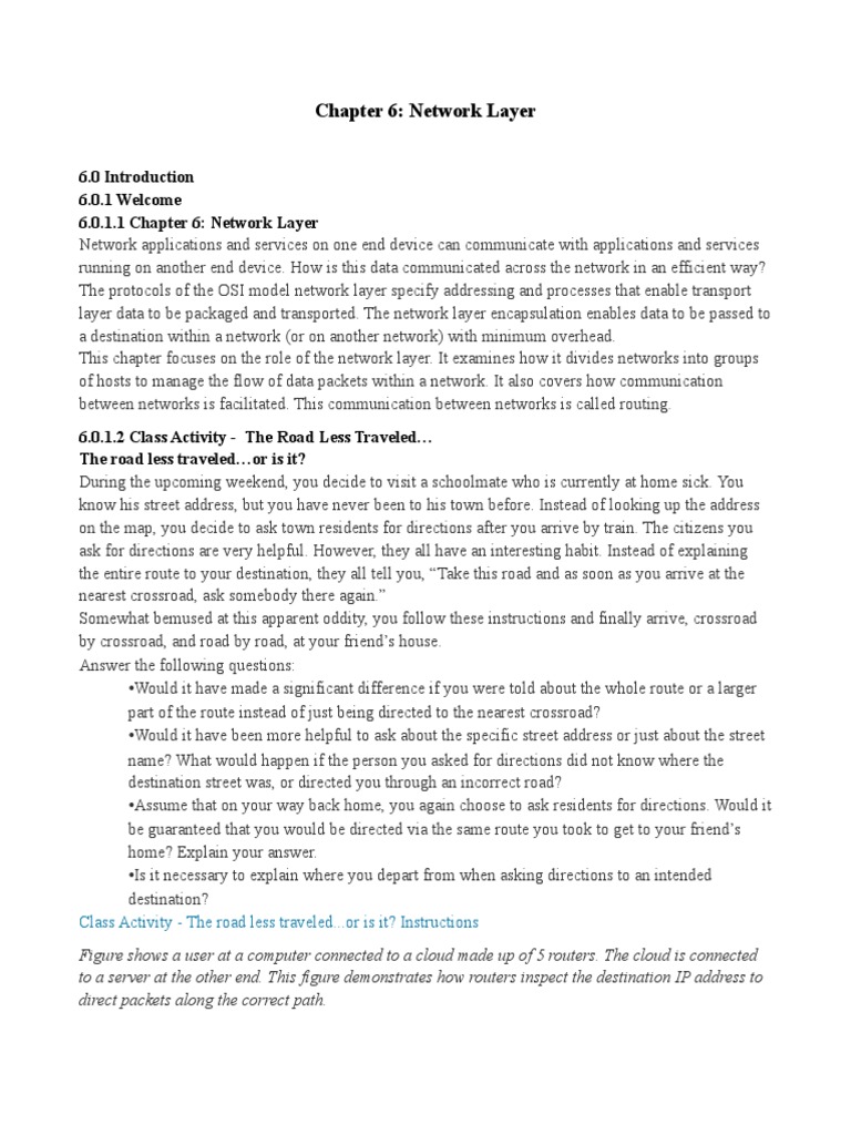 6.0.1 Welcome 6.0.1.1 Chapter 6: Network Layer | PDF | I Pv6 | Ip Address