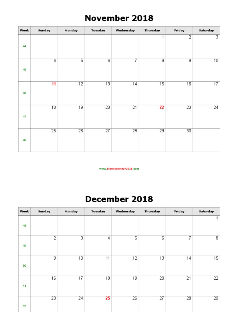 Monthly 2018 Calendar Blank Landscape | PDF | Sports | Leisure