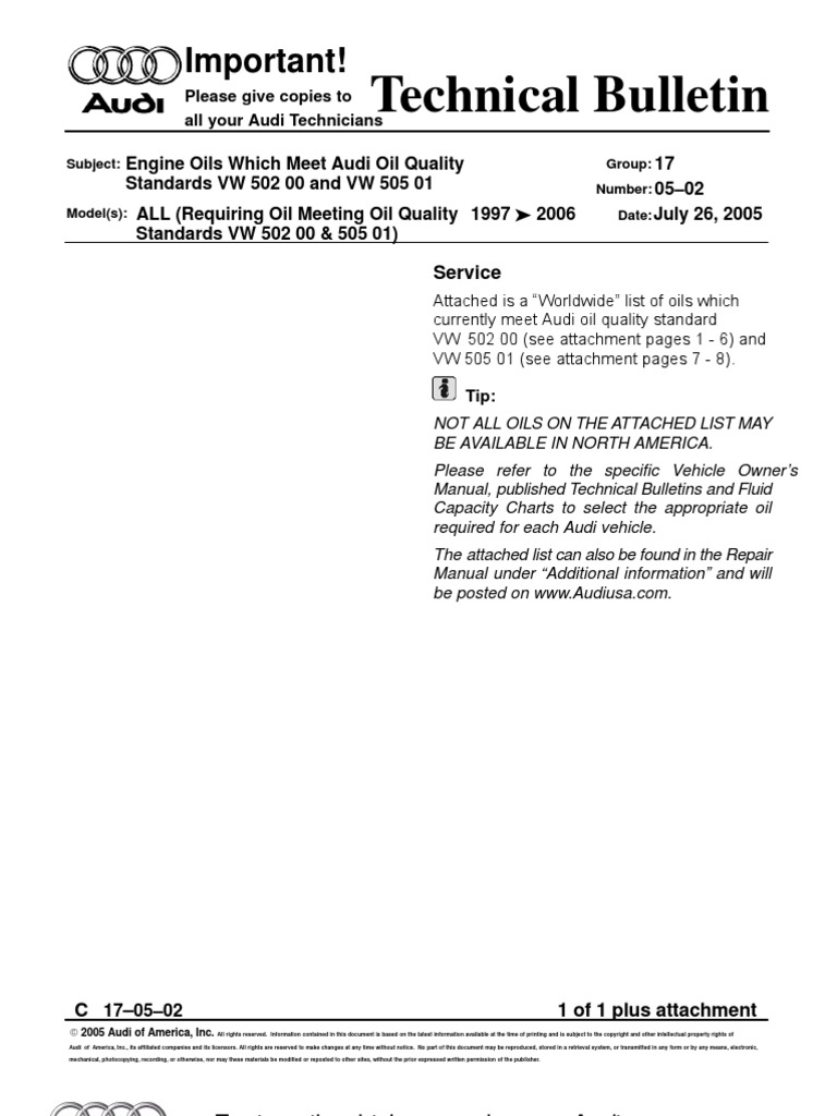 Audi Approved Oil Chart | PDF | Business