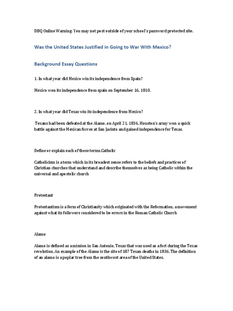 Was The United States Justified in Going To War With Mexico Ev Copy ...
