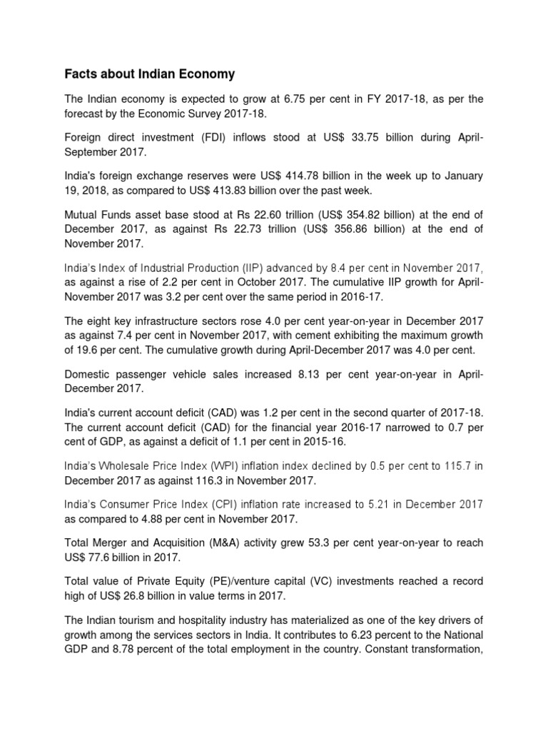 Indian Economy Facts | PDF | Economy Of India | Tourism