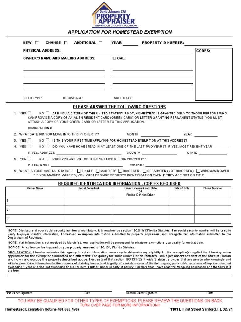 Homestead DR 501 | PDF | Tax Exemption | Identity Document