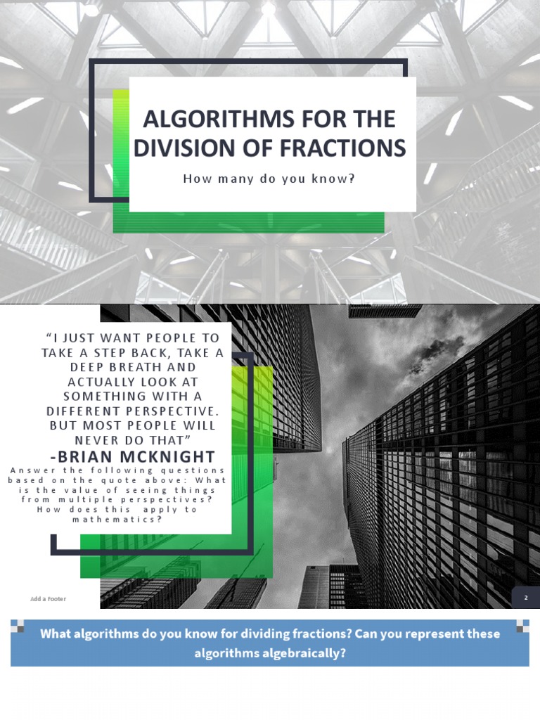 Algorithms For The Division of Fractions: How Many Do You Know? | PDF ...