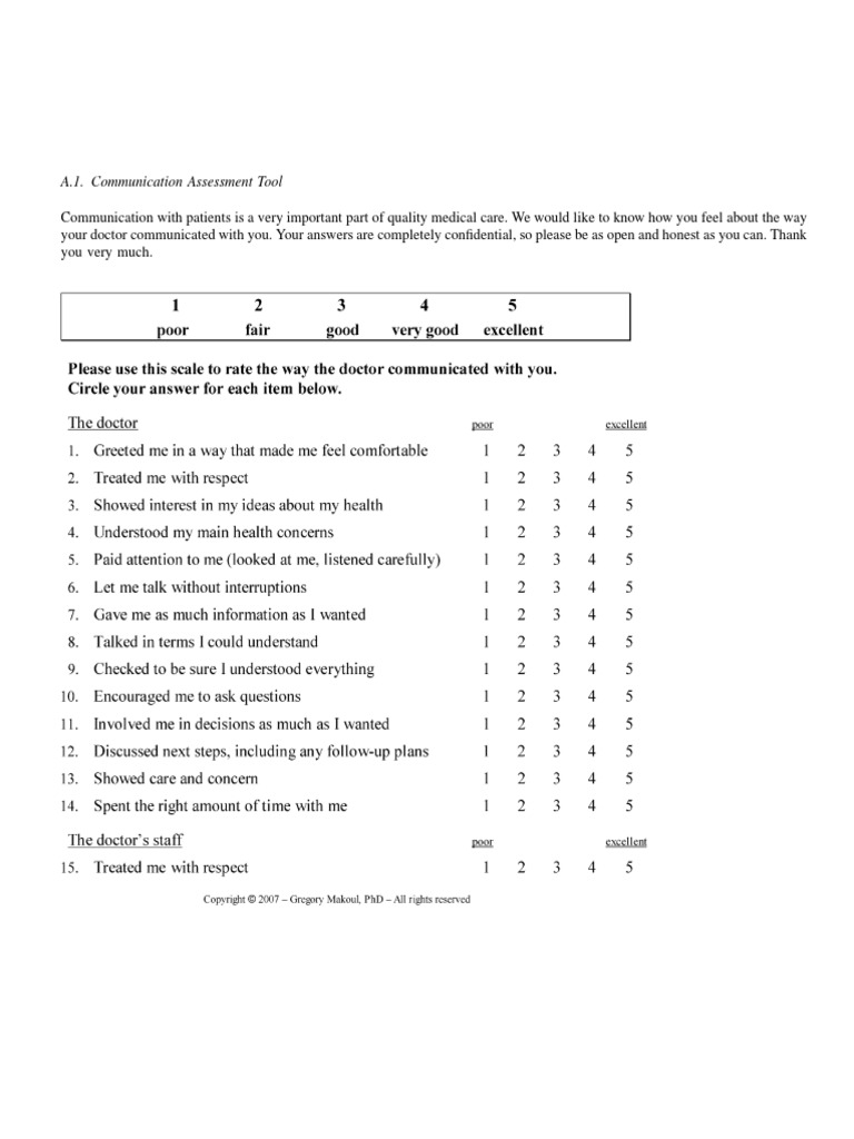 Communication Assessment Tool | PDF
