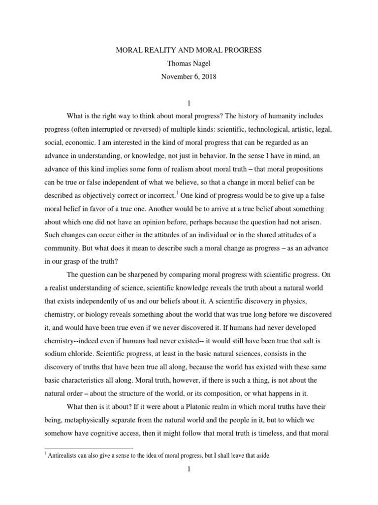 Moral Reality and Moral Progress - Nagel | PDF | Reason | Philosophical ...