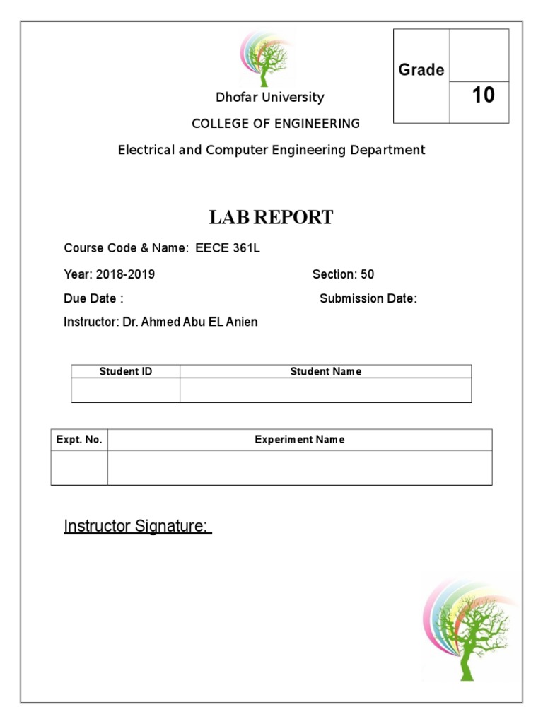 Lab Report Cover | PDF