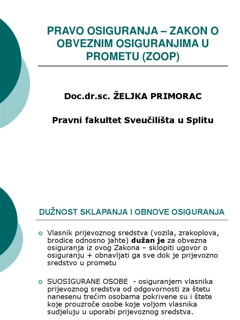 Pravo Osiguranja - Zoop | PDF