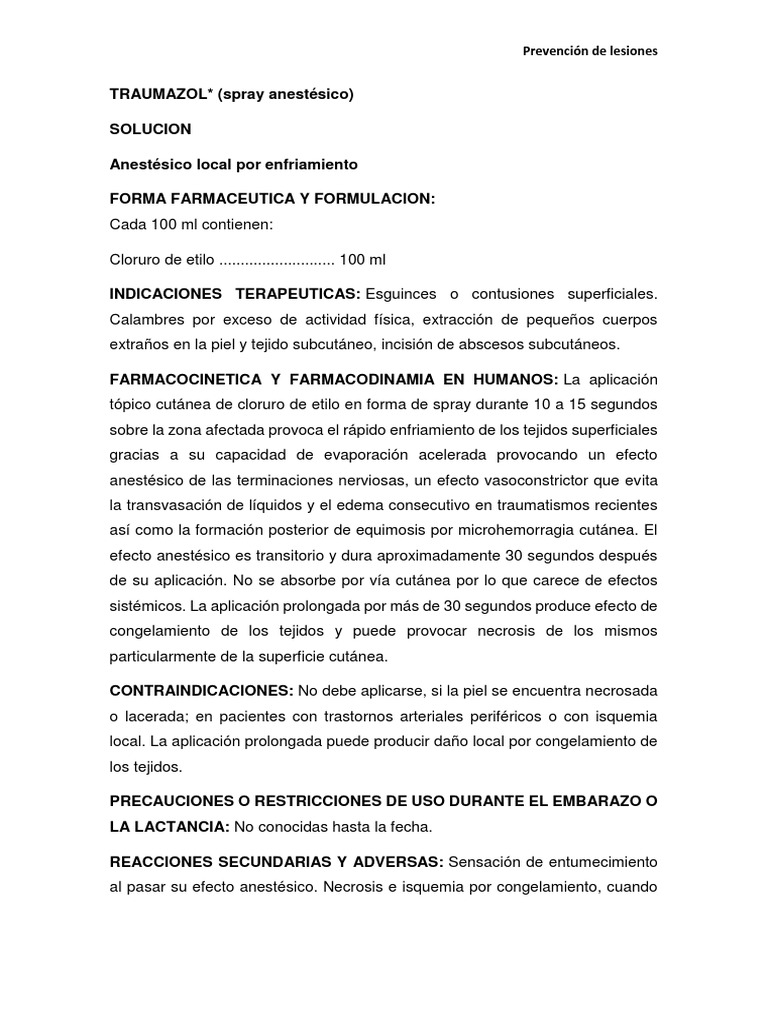 Traumazol | PDF | Anestesia | Medicamentos con receta
