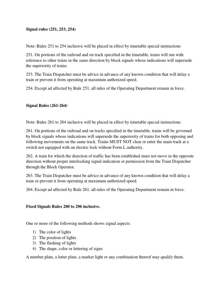 Signal Rules | PDF | Rules | Industrial Engineering