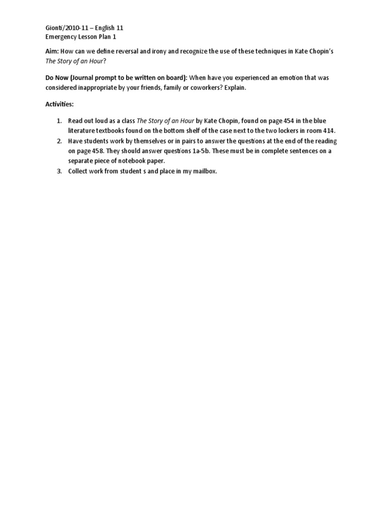 Emergency Lesson Plans | Download Free PDF | The Raven