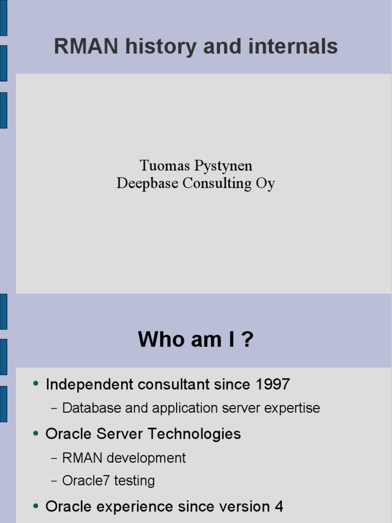 RMAN Internals and History | PDF | Backup | Oracle Database