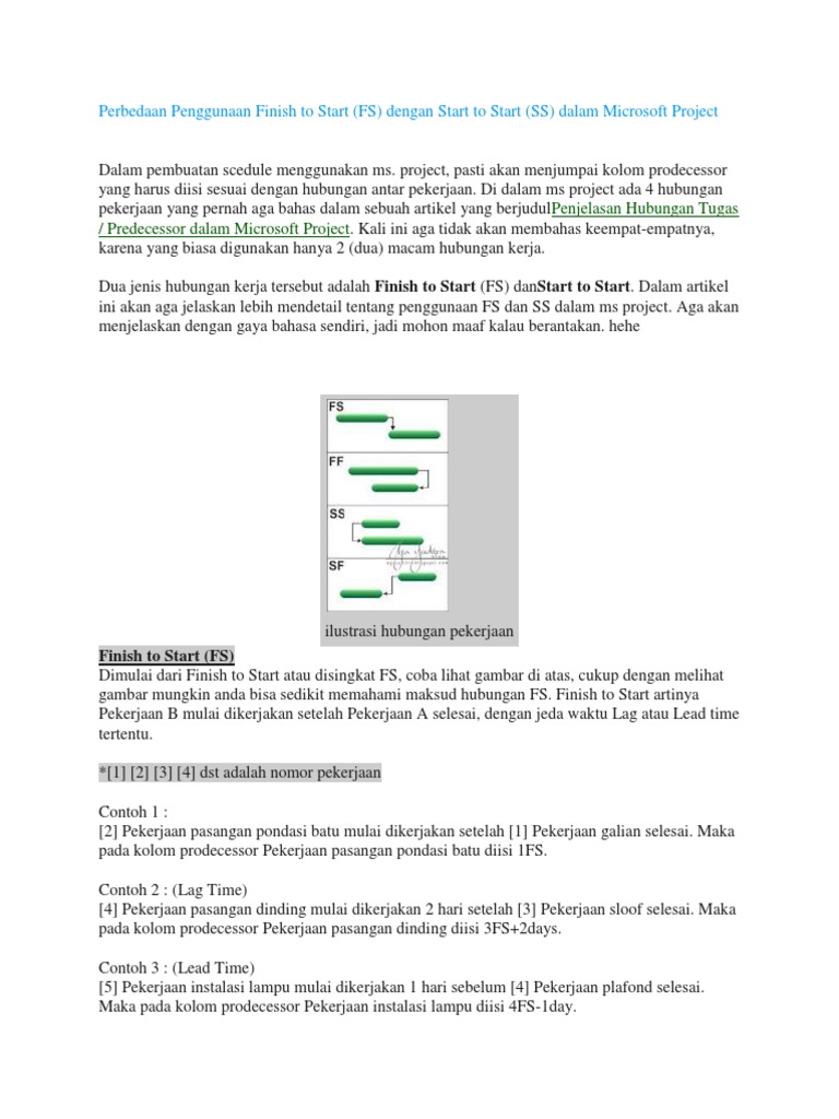 Perbedaan Penggunaan Finish To Start | PDF