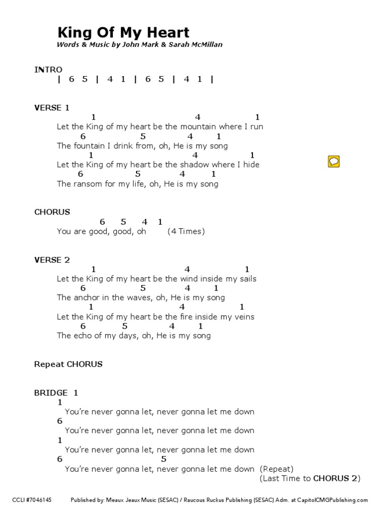 King of My Heart Lyrics & Chords | PDF | Song Structure | Music Theory
