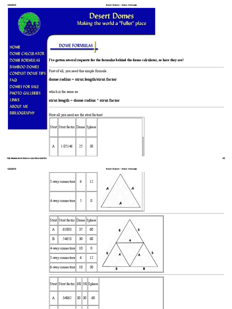 Desert Domes - Dome Formulas | PDF | Sphere | Geometric Objects
