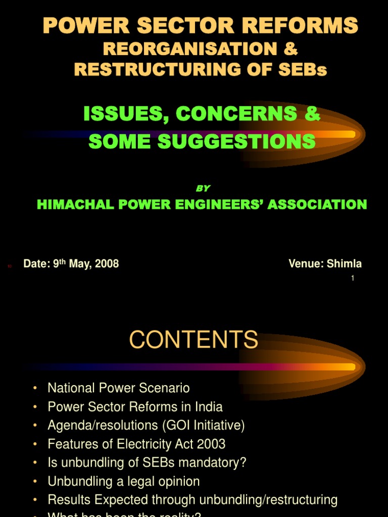 Power Sector Reforms: Issues, Concerns & Some Suggestions | PDF | Power ...