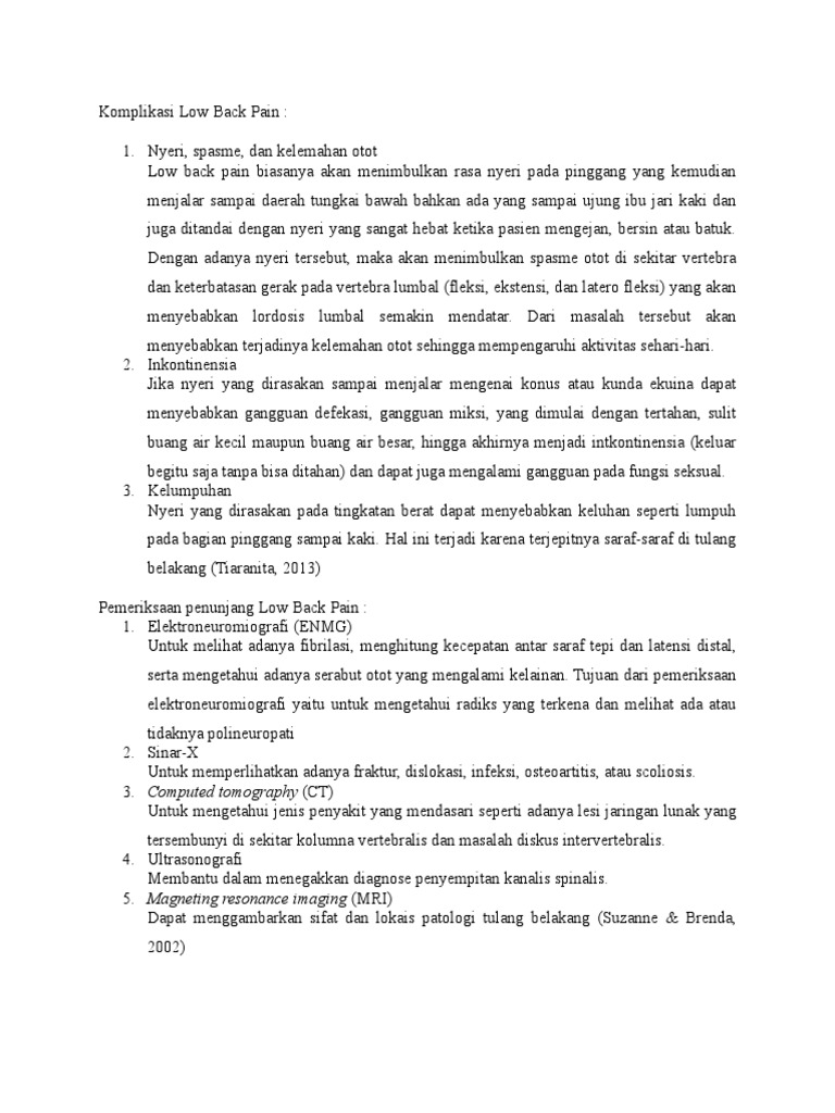 Komplikasi Low Back Pain | PDF | Pengembangan Diri | Sains & Matematika