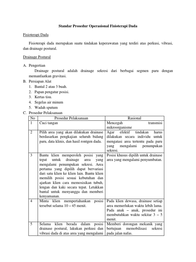 SOP Fisioterapi Dada | PDF