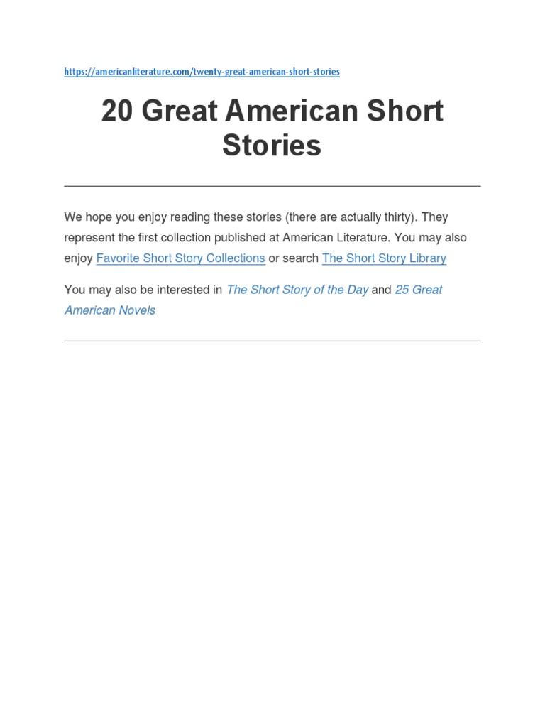 30 Great American Short Stories | PDF | Short Stories