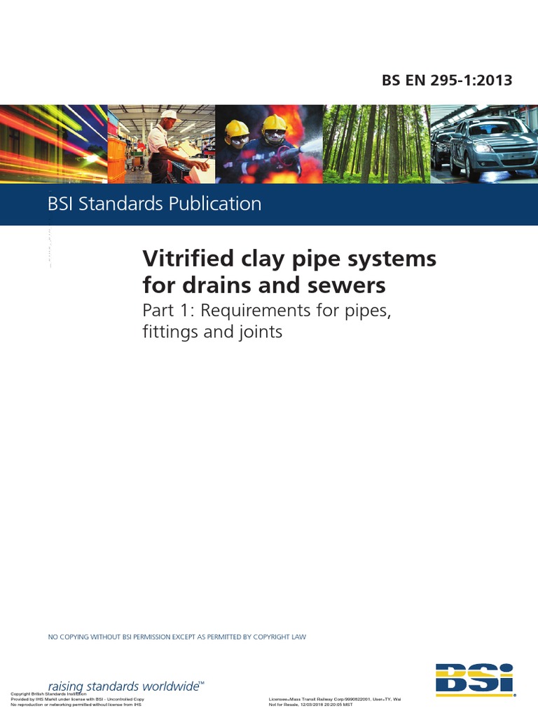 BS EN 295-1 2013 Vitrified Clay Pipe Systems For Drains and Sewers Part ...