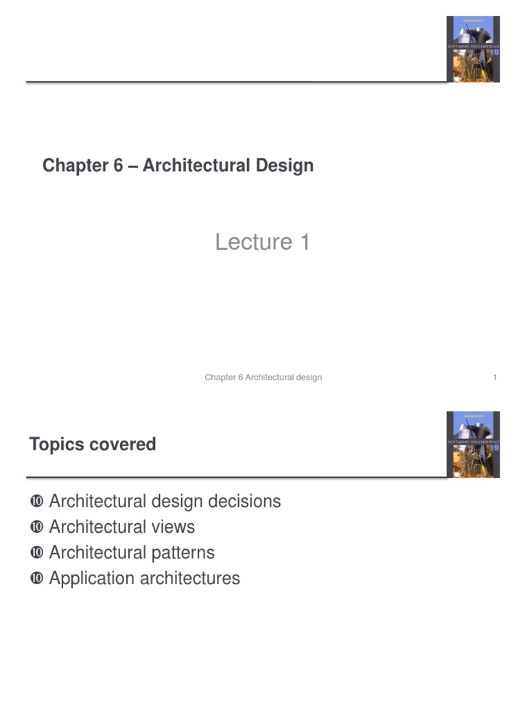 Chapter 6 Architectural Design 1 | PDF | Model–View–Controller | Client–Server Model