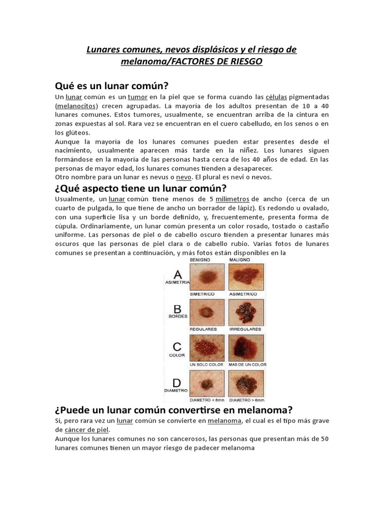 Lunares Comunes | PDF | Melanoma | Quemar