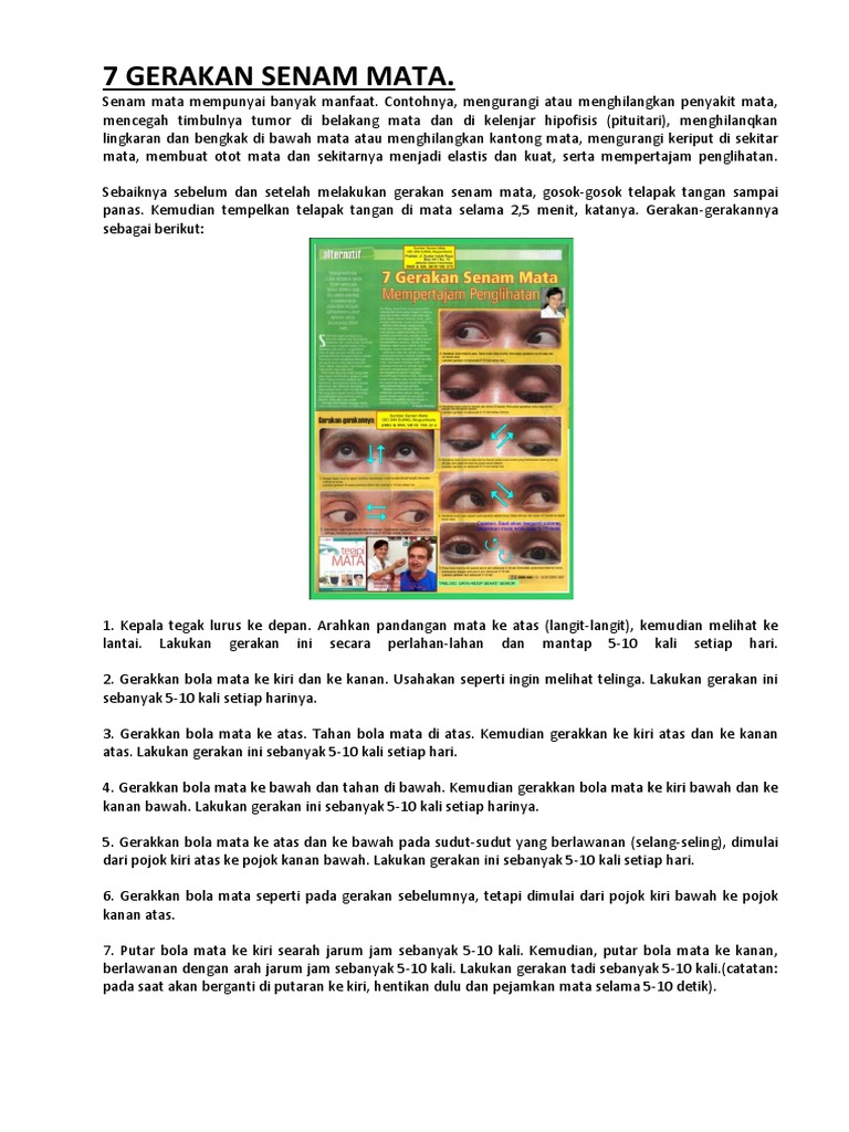 7 Gerakan Senam Mata | PDF