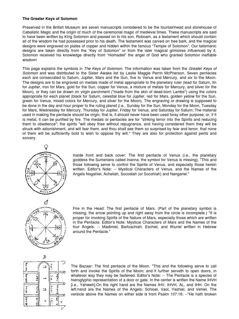 About The Greater Keys of Solomon | PDF