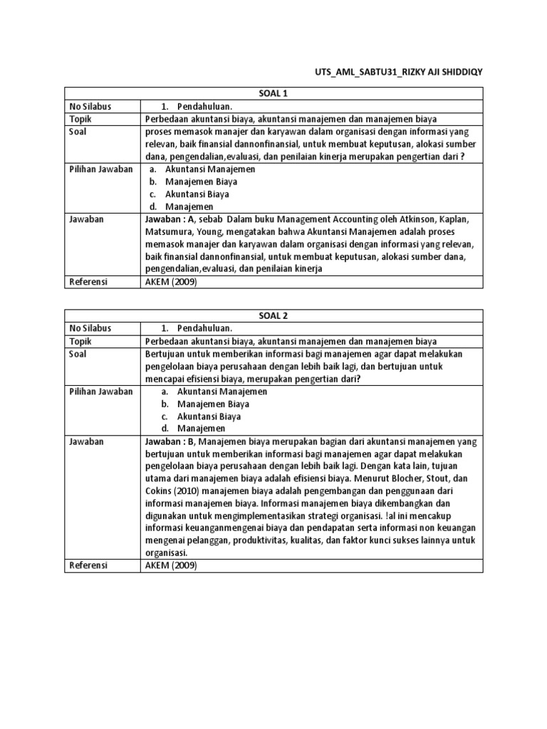 UTS AML Rizky Aji Shiddiqy Fin | PDF