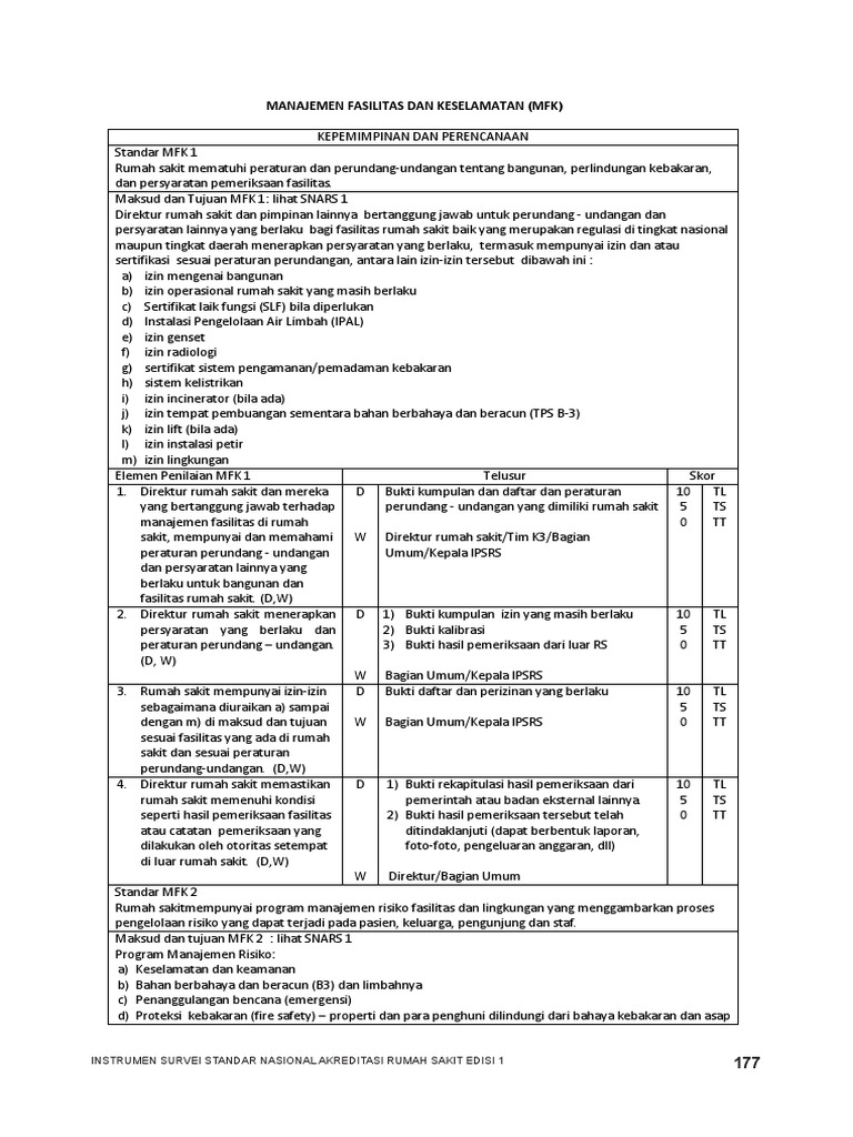 Instrumen Snars MFK | PDF