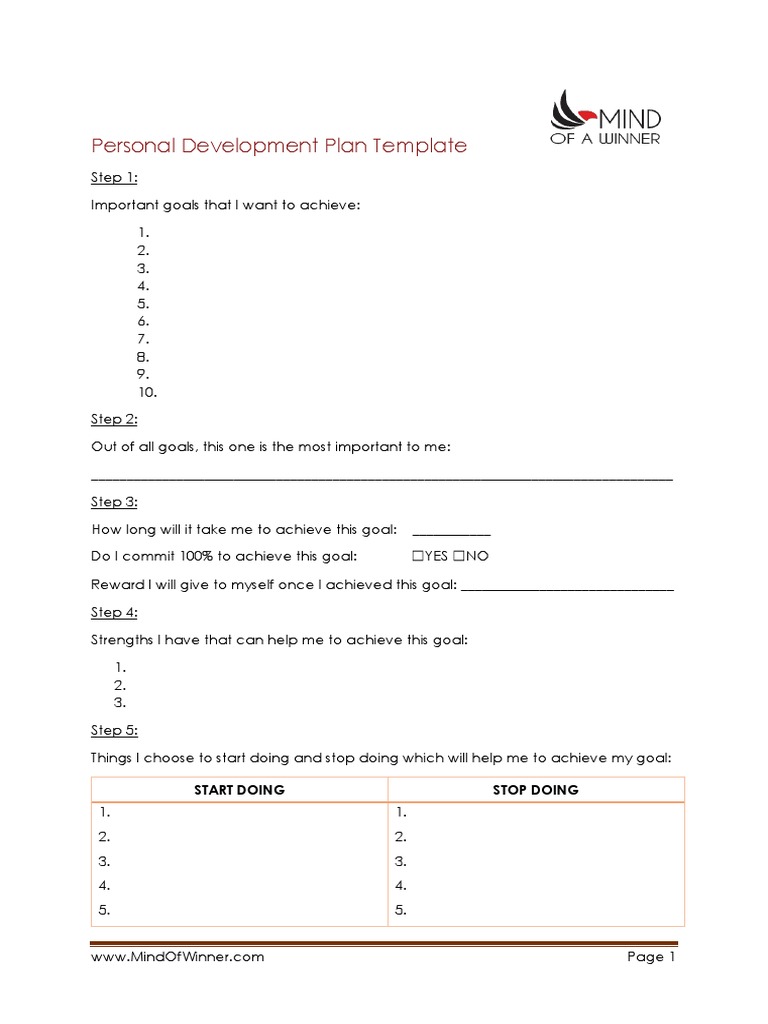 Personal Development Plan Template | PDF