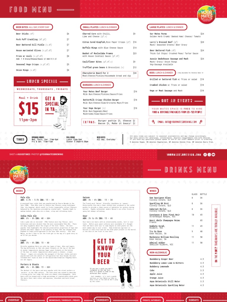 Your Mates Brewing Menus PDF | PDF | Ale | Beer