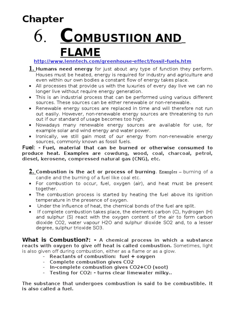Chapter 6... Combustion & Flame | PDF | Combustion | Fuels