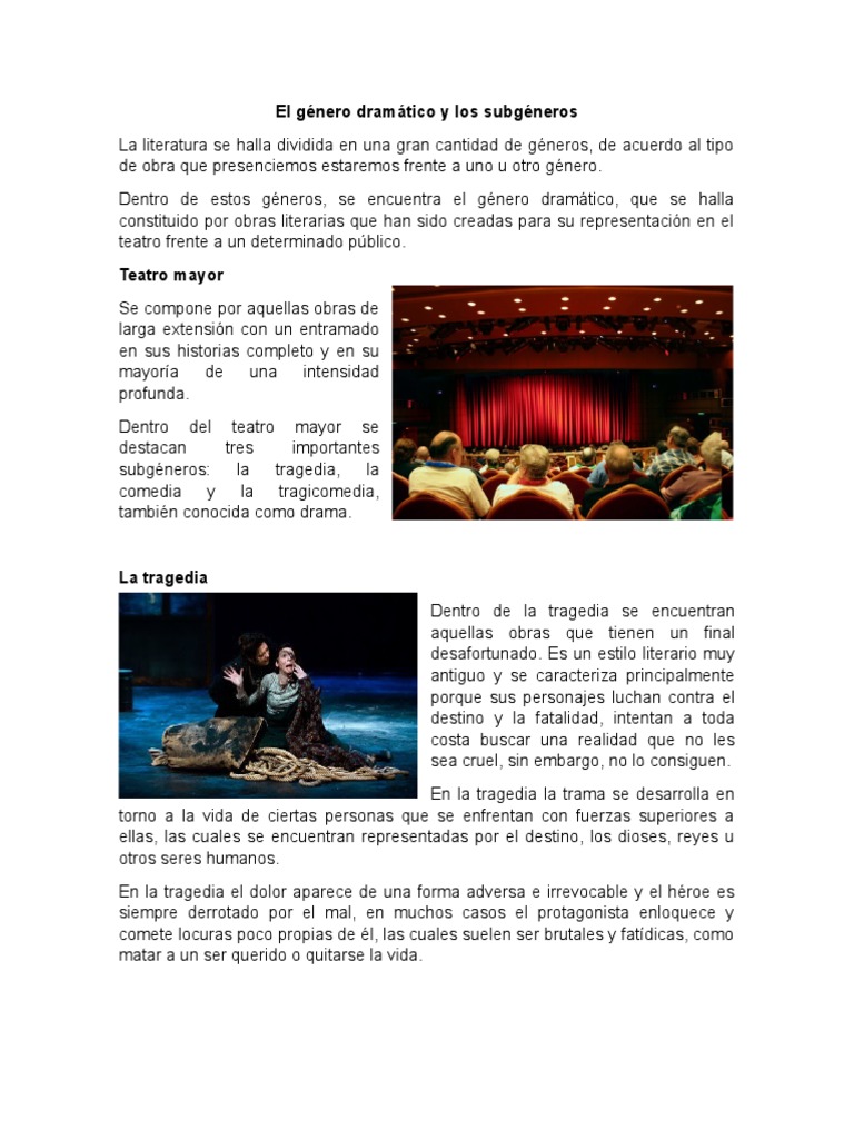 El Género Dramático y Los Subgéneros | PDF | Comedia | Tragedia