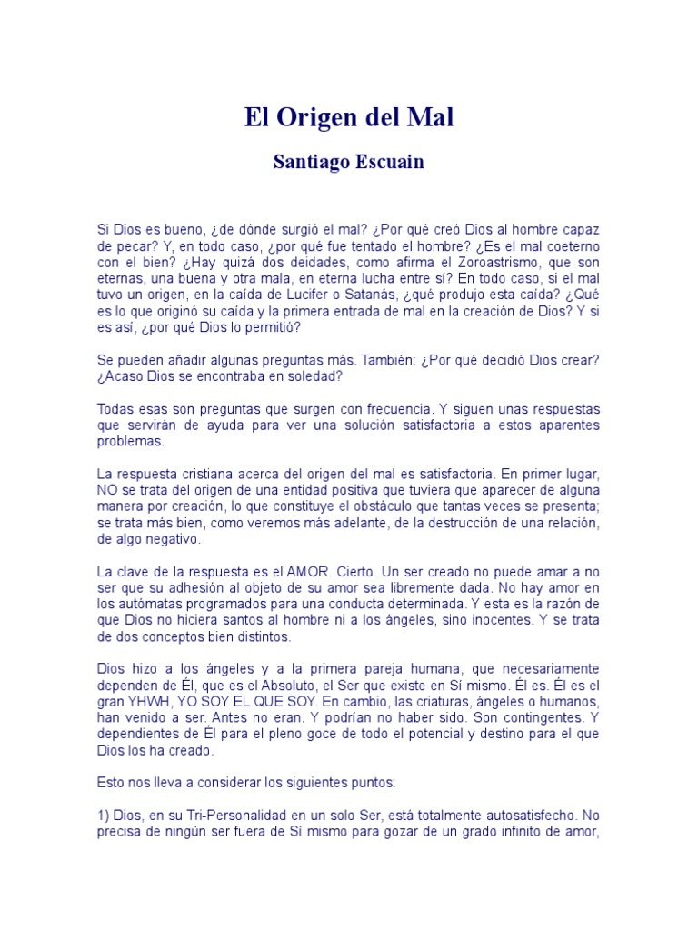 El Origen Del Mal | PDF | Mal | Amor