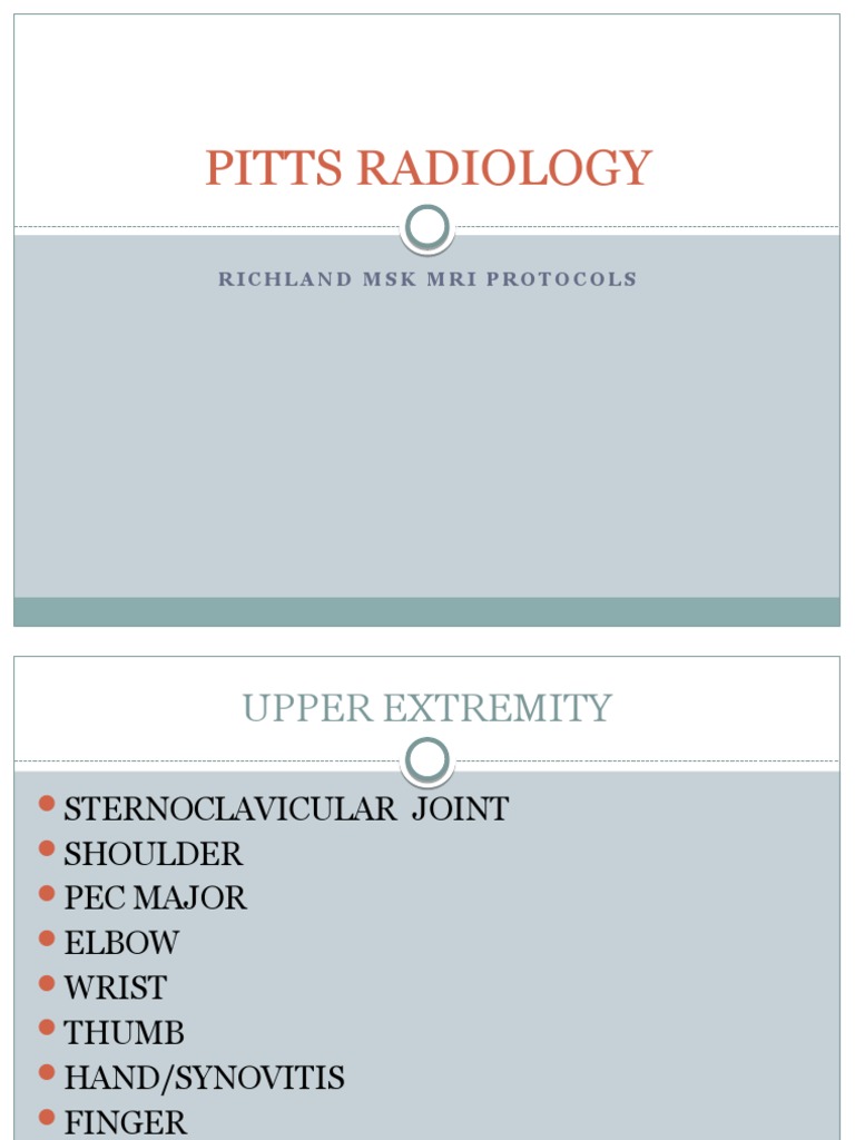 Richland MSK MRI Protocols | PDF | Shoulder | Hip