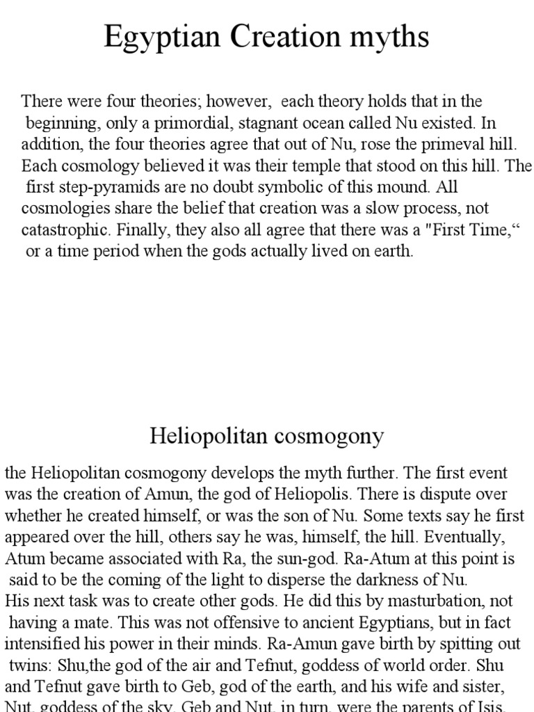 Egyptian Creation Myths: Four Theories of Emergence from Primordial ...