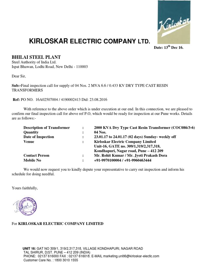Inspection Call Letter BSP | PDF