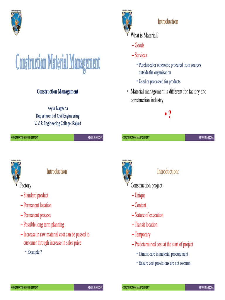 Construction Materials Management | PDF | Inventory | Construction ...