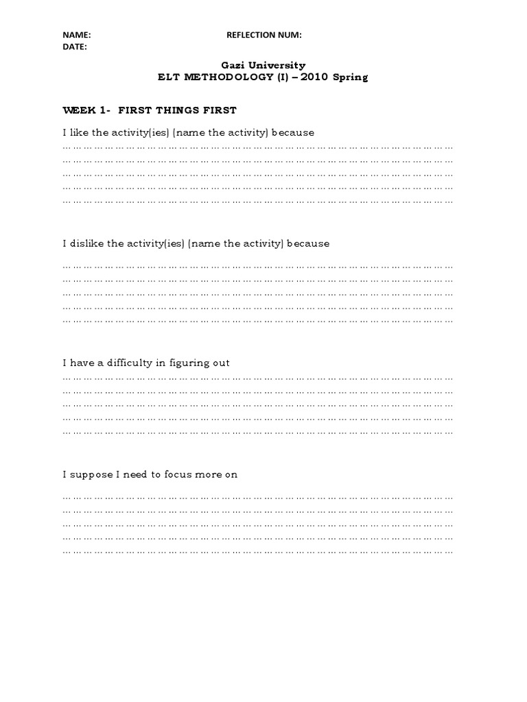 Reflection on ELT Methodology Activities | PDF | Games & Activities